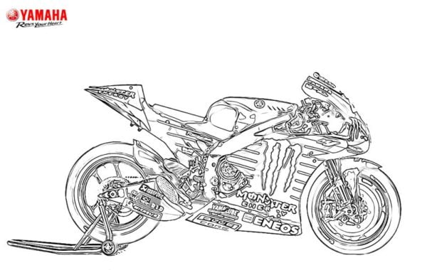 Yamaha R1 Logo Sketch Coloring Page